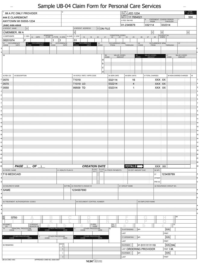 Printable Ub 92 Form - Printable Forms Free Online